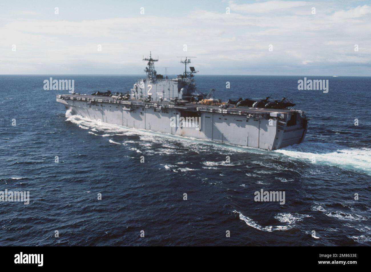 A port quarter view of the amphibious assault ship USS SAIPAN (LHA-2 ...