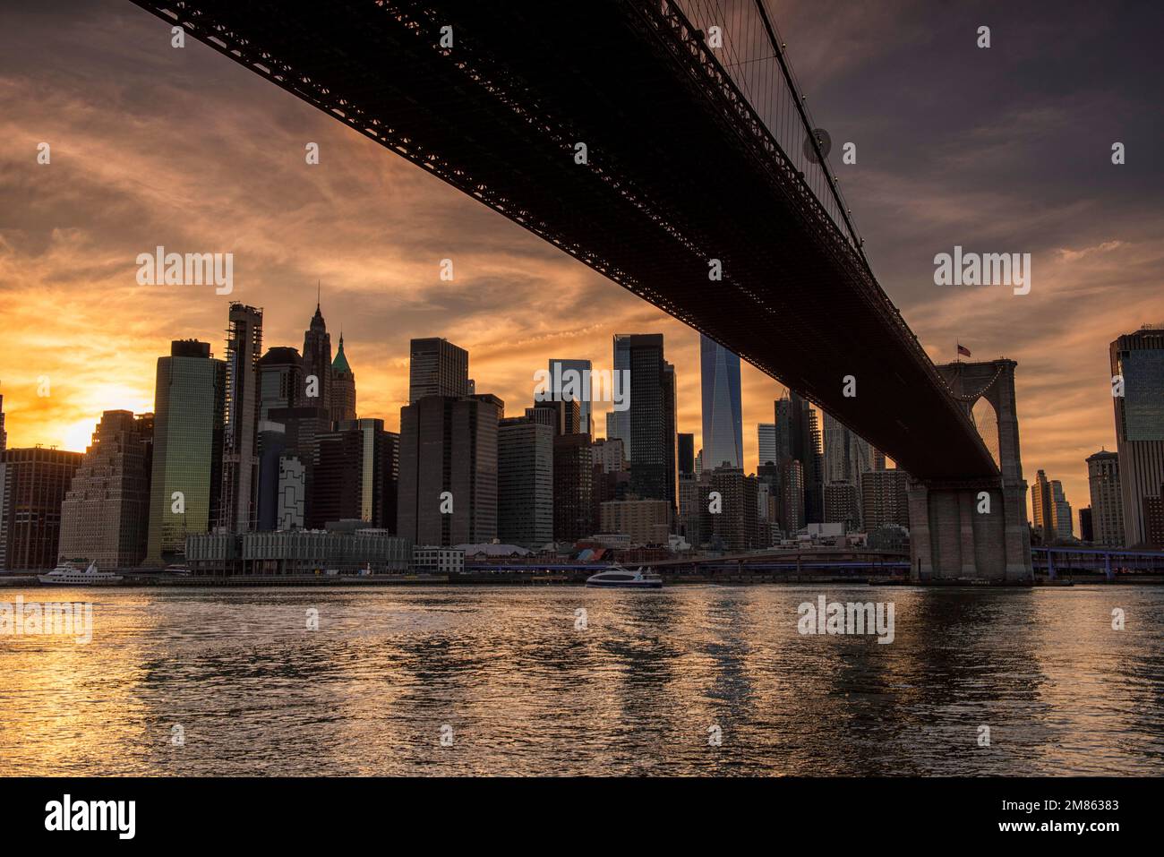 Sunset over Manhattan, captured from DUMBO in Brooklyn New York USA Stock Photo - Alamy