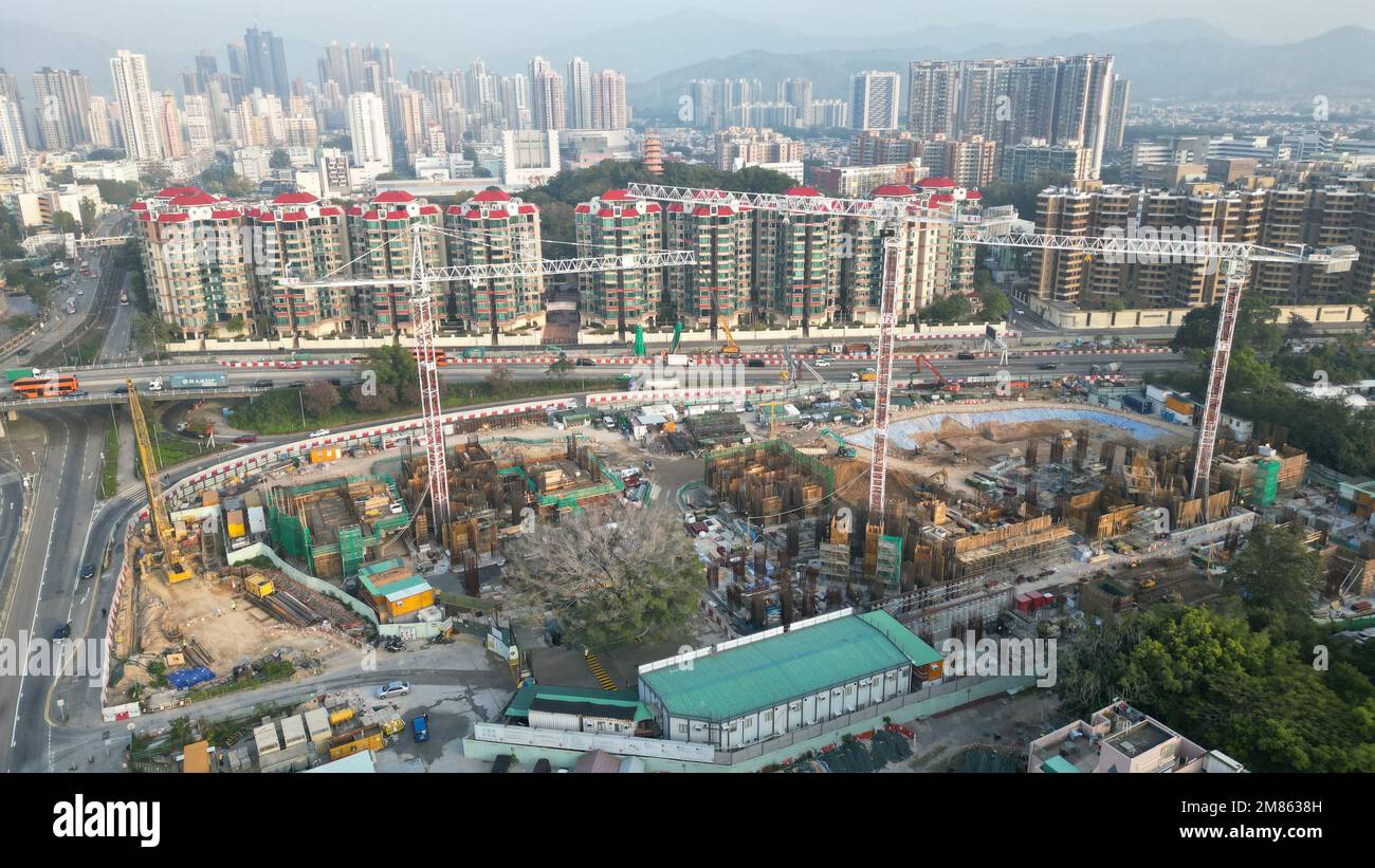 Aerial view of the construction site of Infrastructure Works for Public Housing Developments at ...