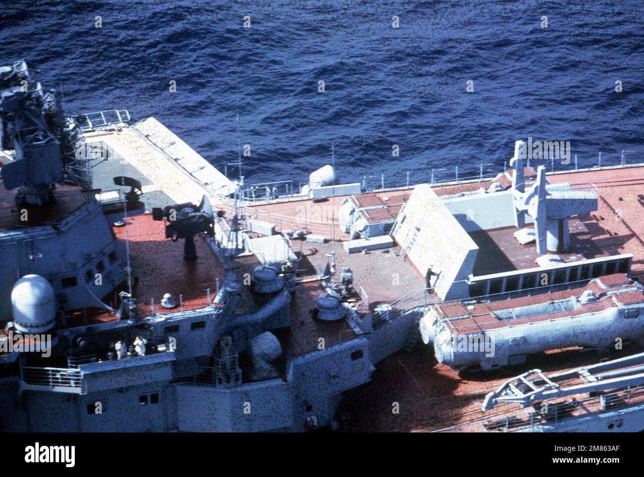 A Yak-36 Forger aircraft parked on the stern of the Soviet aircraft ...