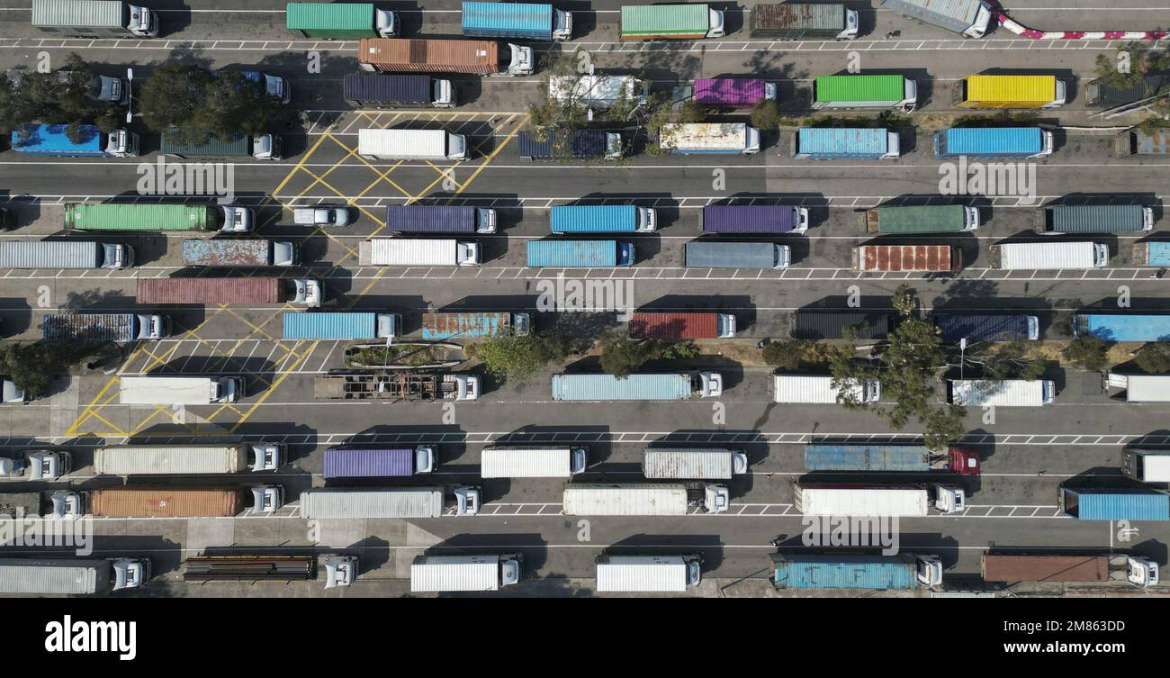 Aerial view of Man Kam To Control Point at Sheing Shui. Cross-border ...