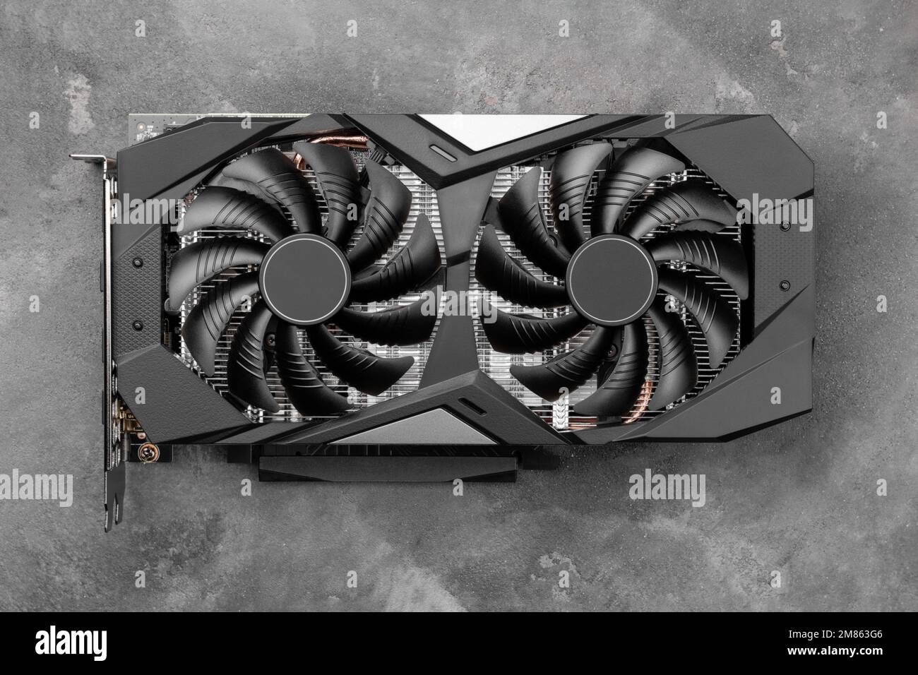 Computer graphic card, professional video card with two fans on gray ...