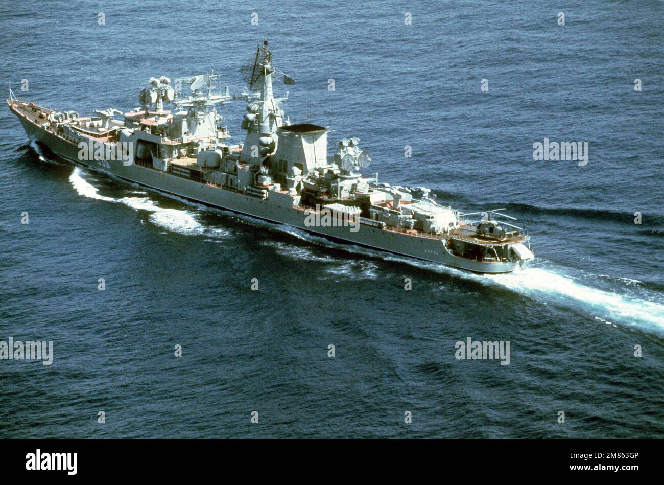 A port quarter view of the Soviet Kara Class guided missile cruiser ...