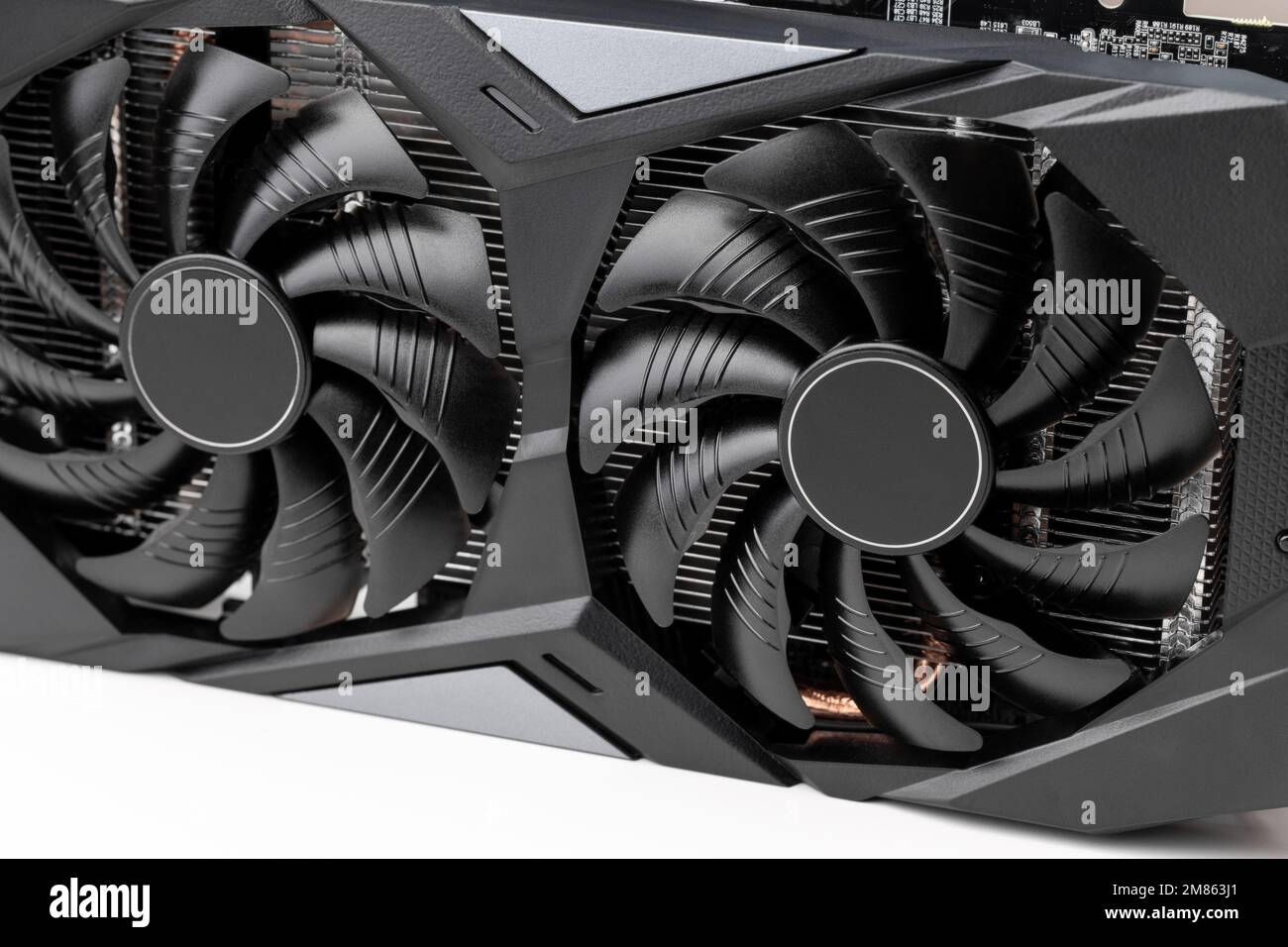 Computer graphic card, professional video card with two fans closeup ...
