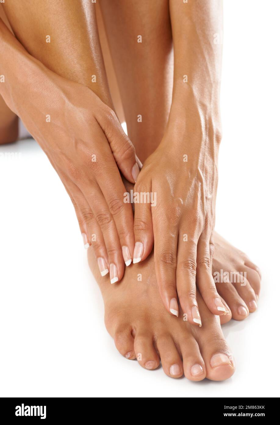 Beauty, hands and feet with woman and skin in manicure and pedicure ...