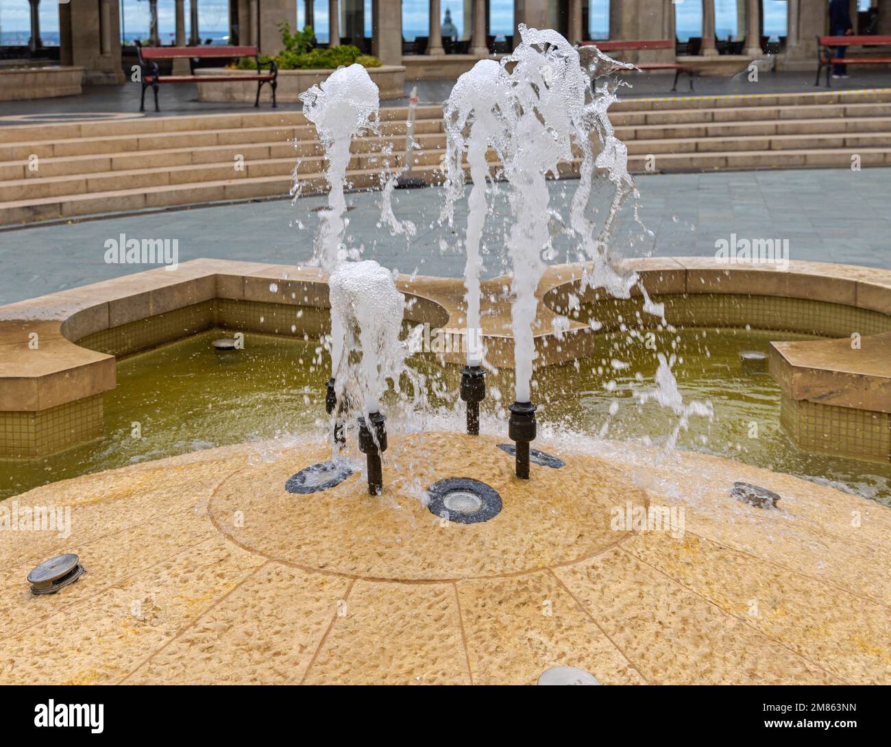 Water Jet Fountain at Fisherman Bastion Tourist Attraction Budapest ...