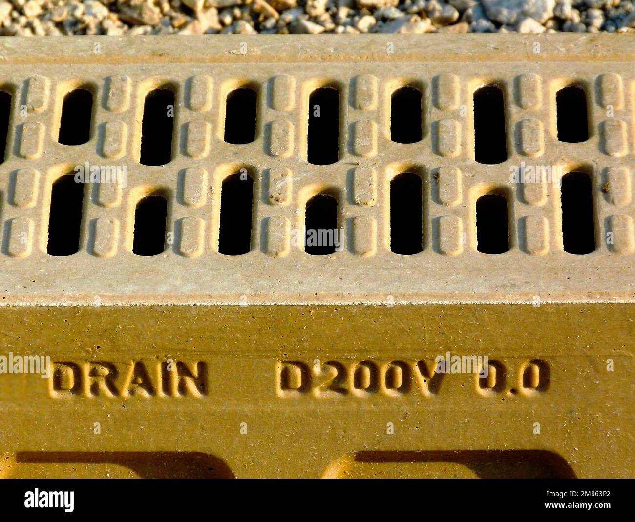 ceramic storm drain trench grating close-up detail during construction ...