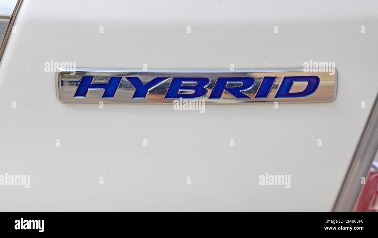 3d Sign at Hybrid Electric Vehicle Transportation Emission Stock Photo ...