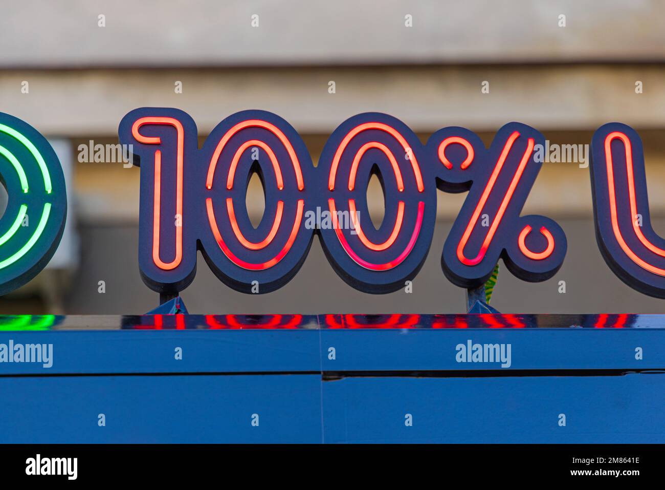 One Hundred Percent Modern Red Led Neons 3d Sign Stock Photo - Alamy