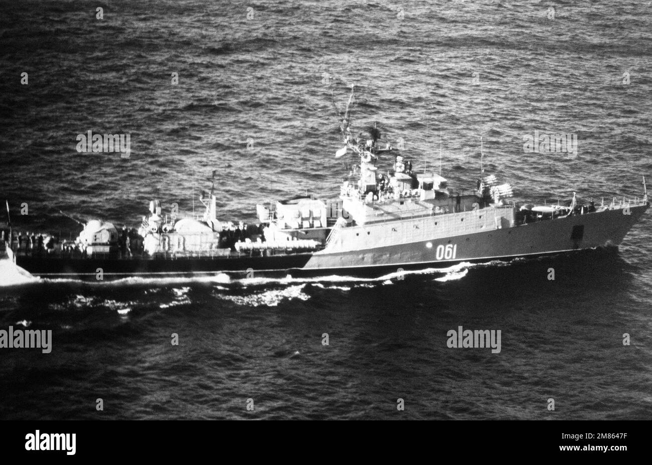 A starboard beam view of a Soviet Grisha I class frigate underway ...