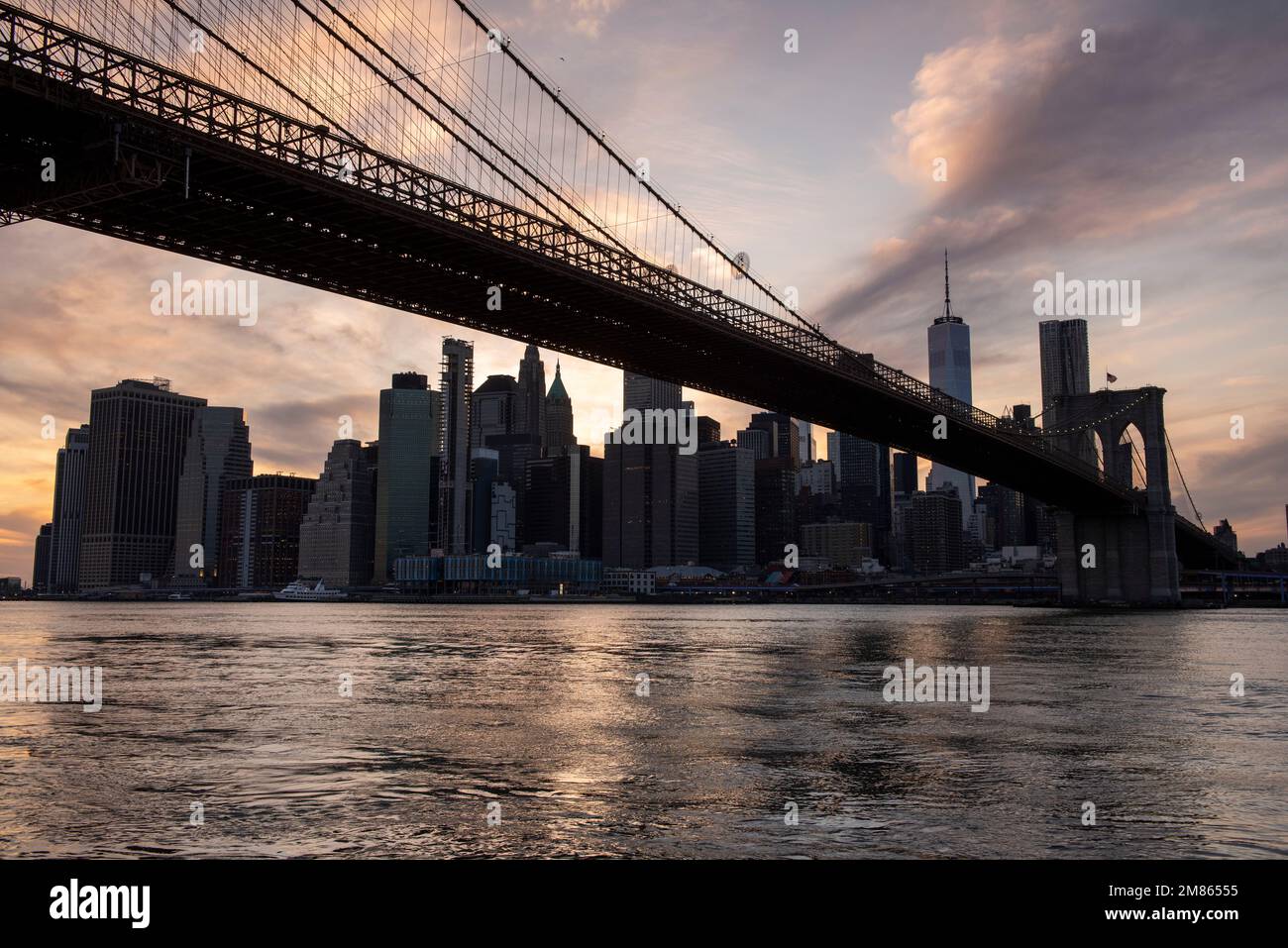 Sunset over Manhattan, captured from DUMBO in Brooklyn New York USA ...