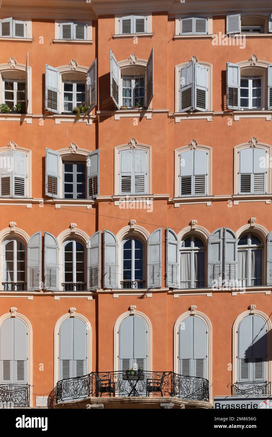 HOUSE FACADE, PLACE AUX AIRES, GRASSE Stock Photo - Alamy