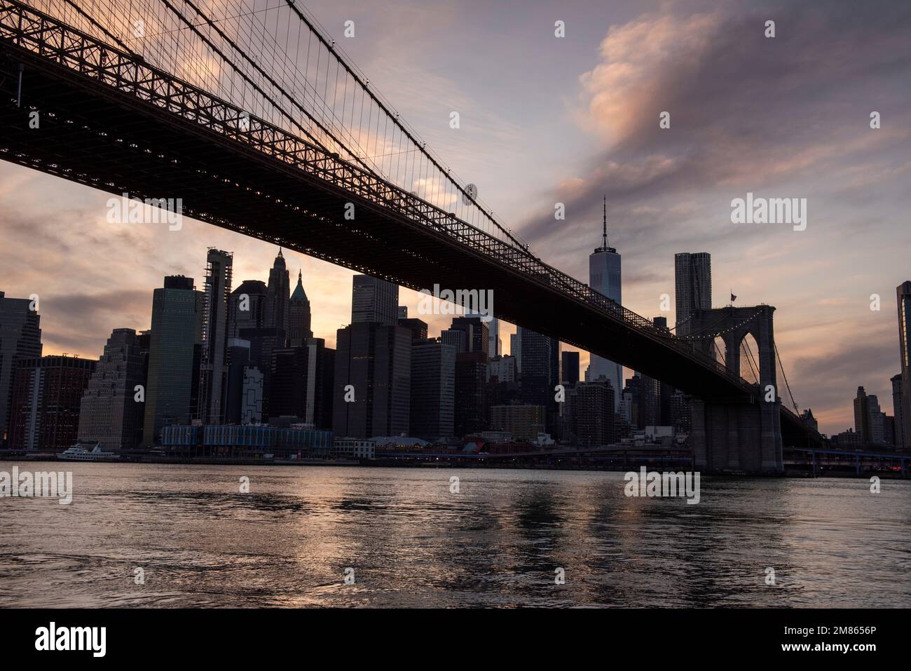 Sunset over Manhattan, captured from DUMBO in Brooklyn New York USA ...