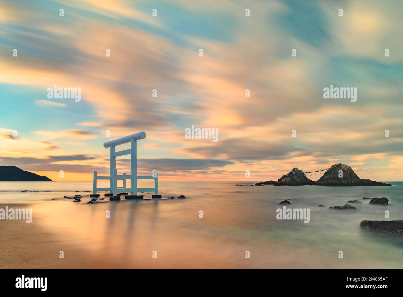 Long exposure art photography of a sunset seascape depicting the ...