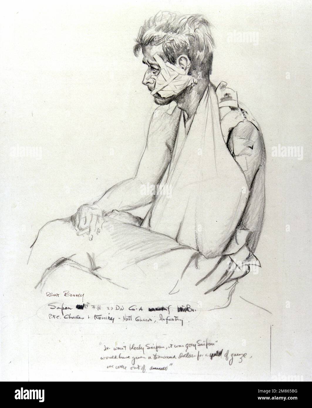 Artwork: "PFC Charles Keniny," Saipan, World War II- Artist: Robert ...