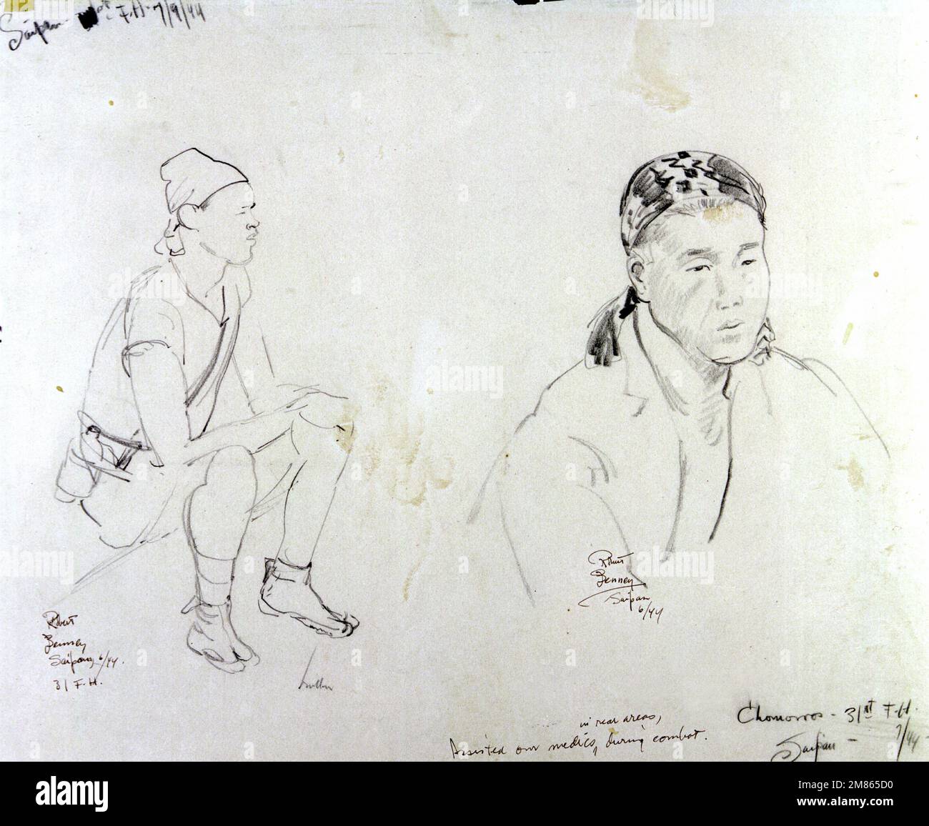 Artwork: "Chamorros," Saipan, July 1944- Artist: Robert Benney. Country ...