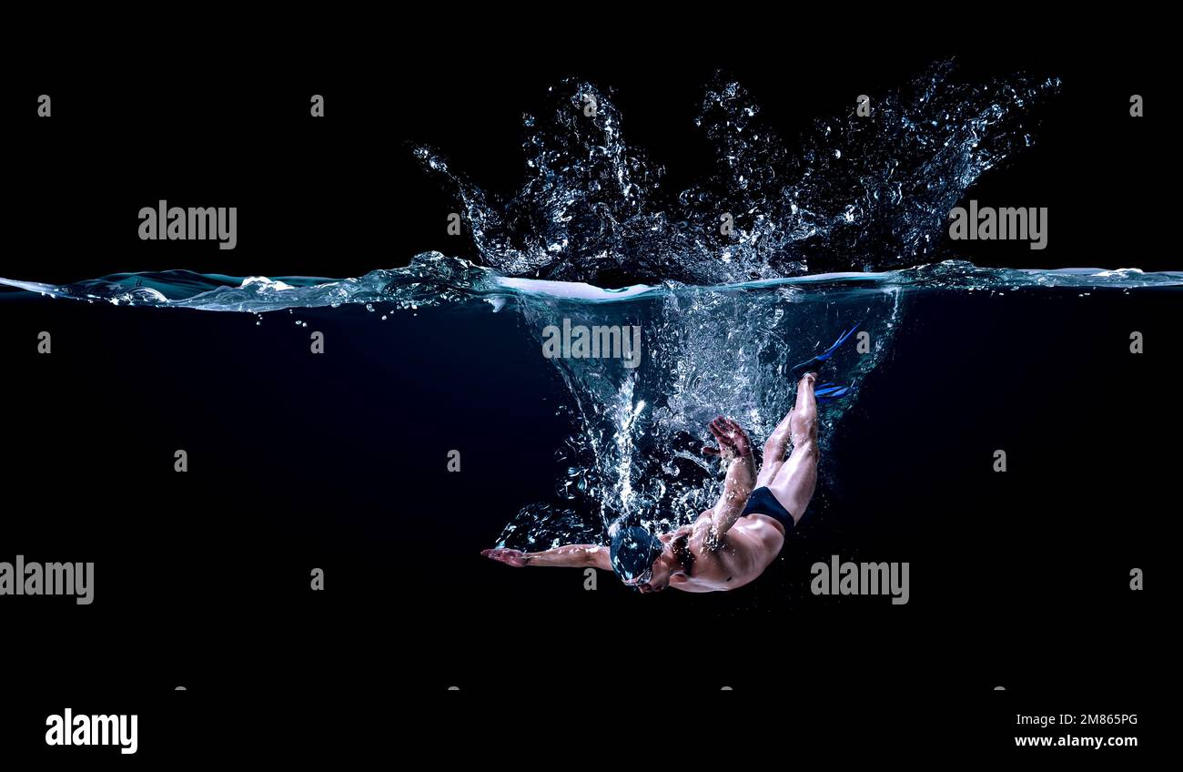 Man swimming inside water hi-res stock photography and images - Alamy