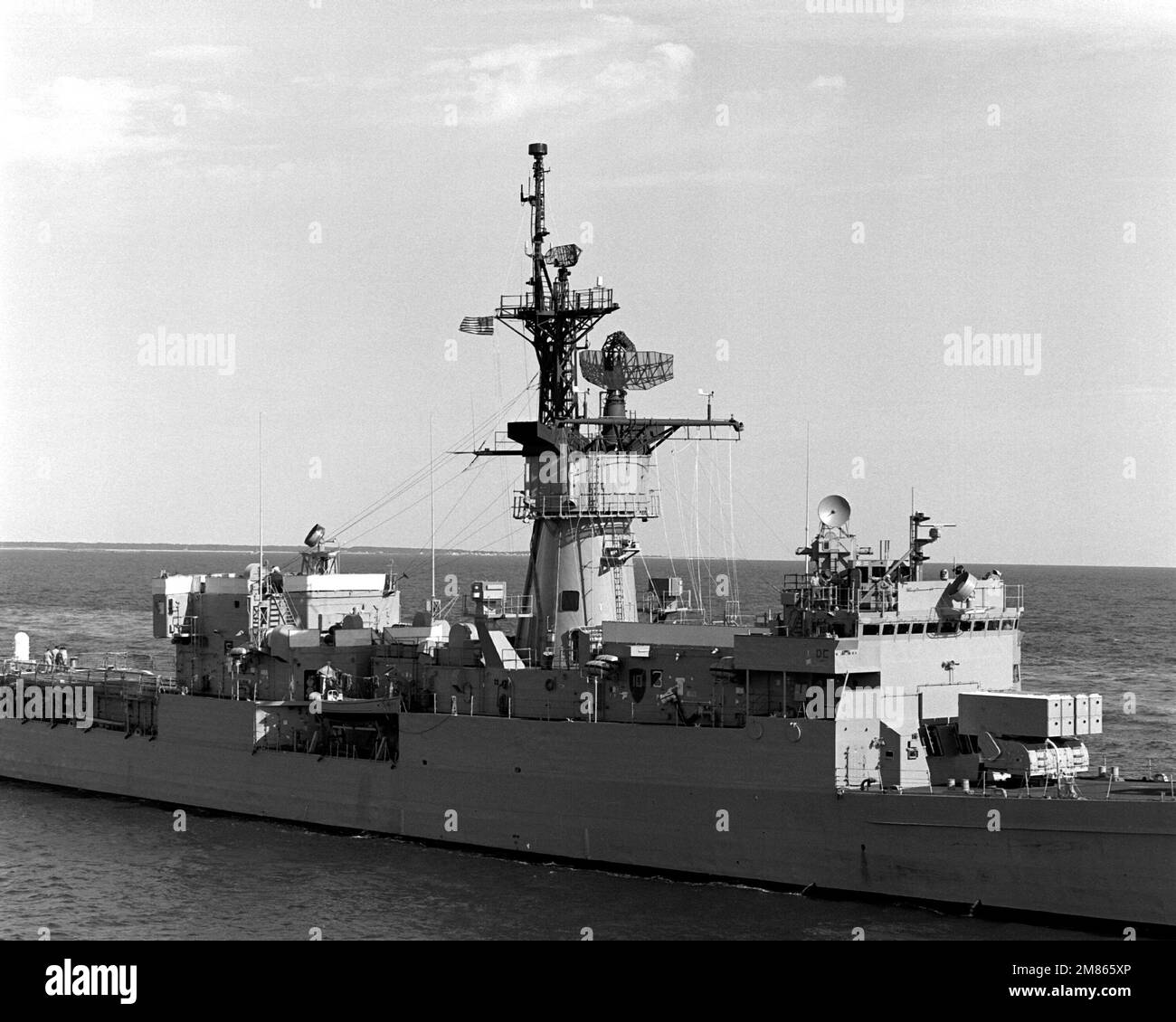 A starboard amidships view of the frigate USS AINSWORTH (FF-1090) while ...