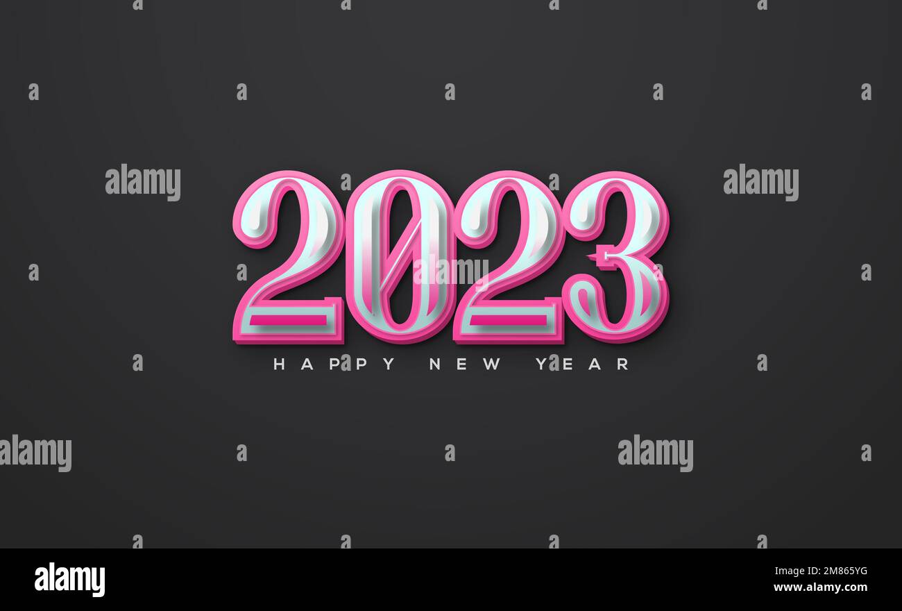 classic number 2023 with pink numbers on black background Stock Photo ...