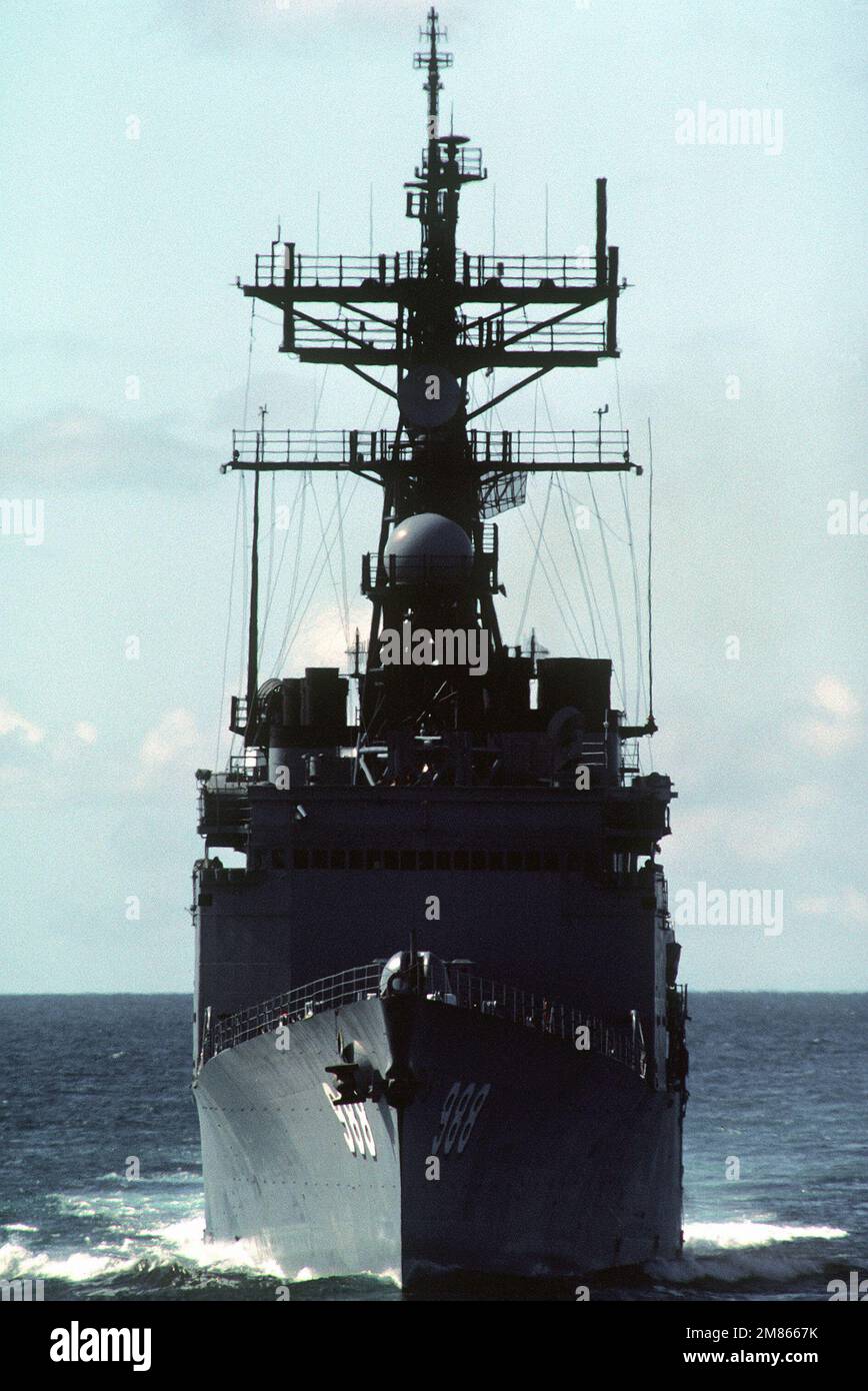 A bow view of the destroyer USS THORN (DD-988) underway during NATO ...