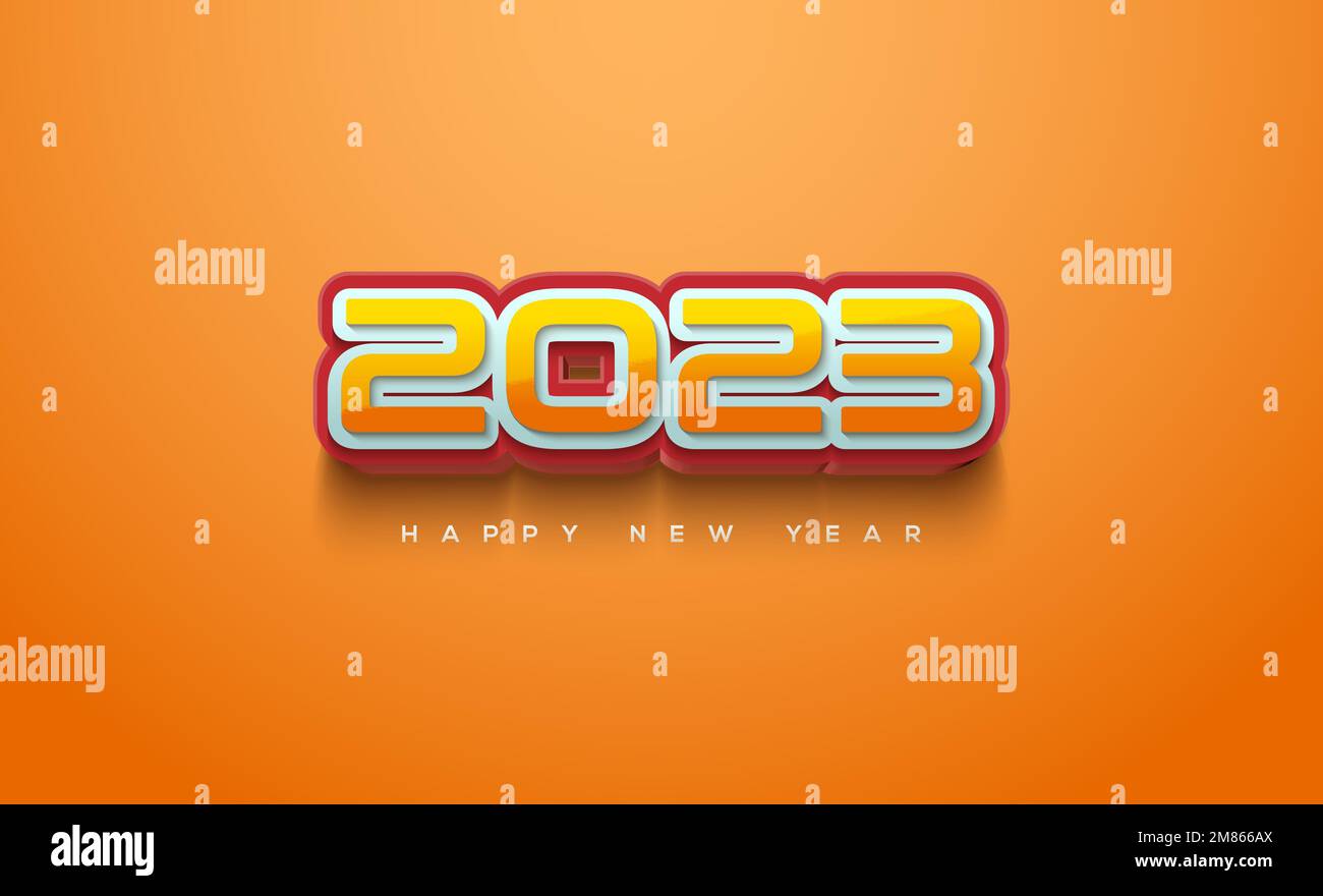 modern and bold happy new year 2023 with orange and red colors Stock ...