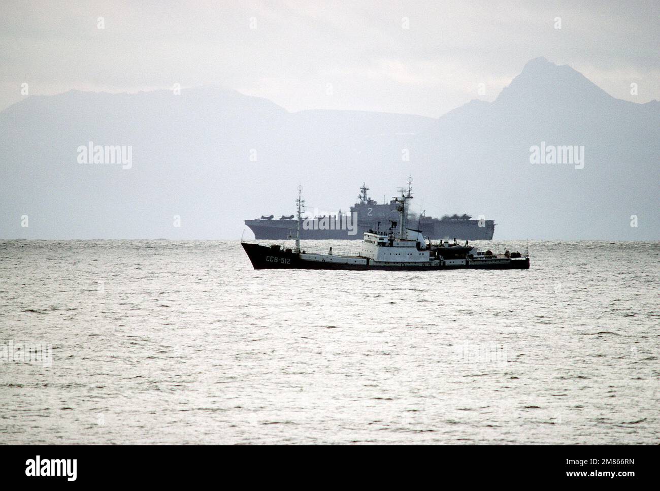 A port beam view of a Soviet Moma class intelligence collection ship ...