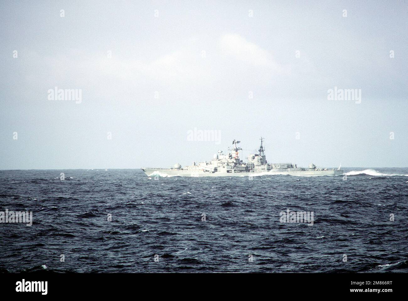 A port quarter view of the Soviet Sovremennyy class guided missile ...