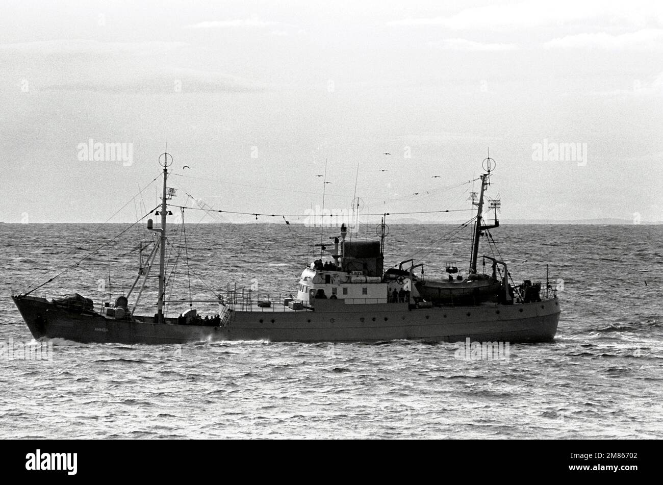 A port beam view of the Soviet Okean class intelligence collection ship ...