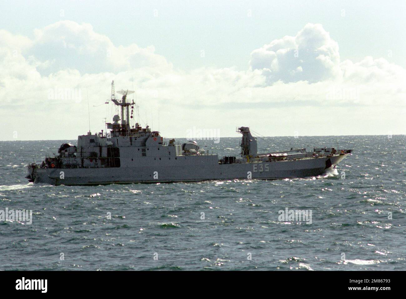 A starboard quarter view of the East German Frosch II class support ...