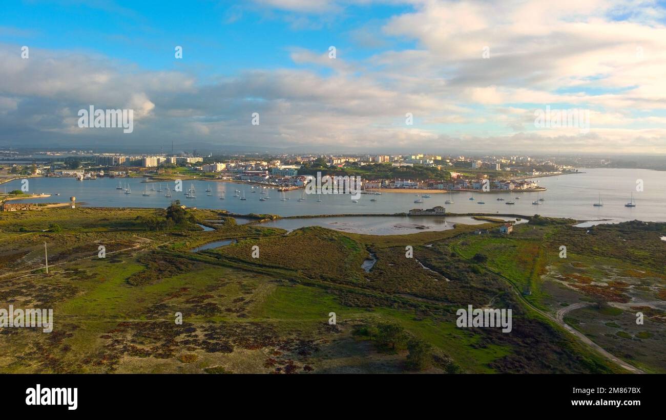 Aerial photo of the Portuguese village of Seixal, located near Lisbon ...