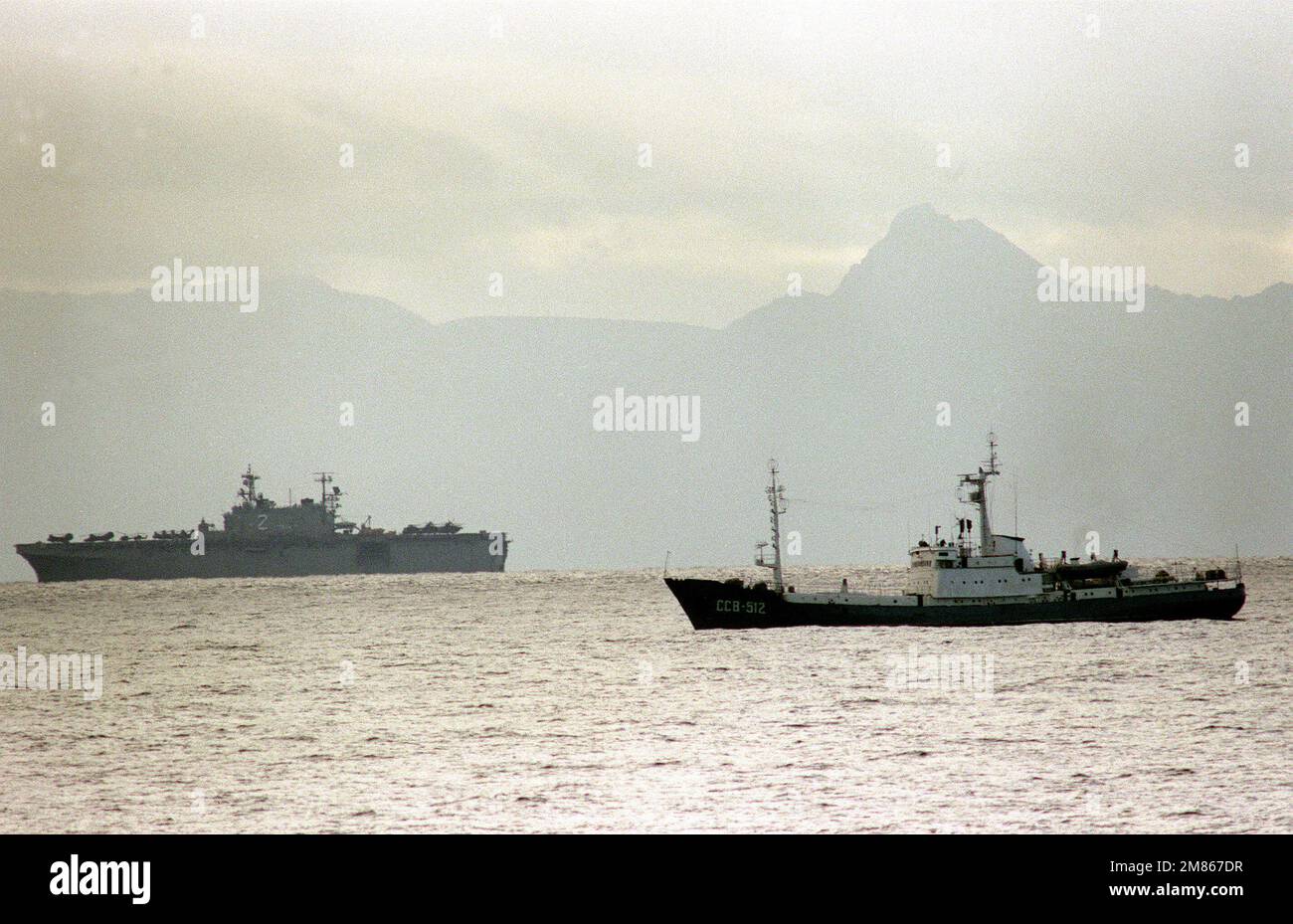 The Soviet Moma class intelligence collection ship ARKHIPELAG observes ...