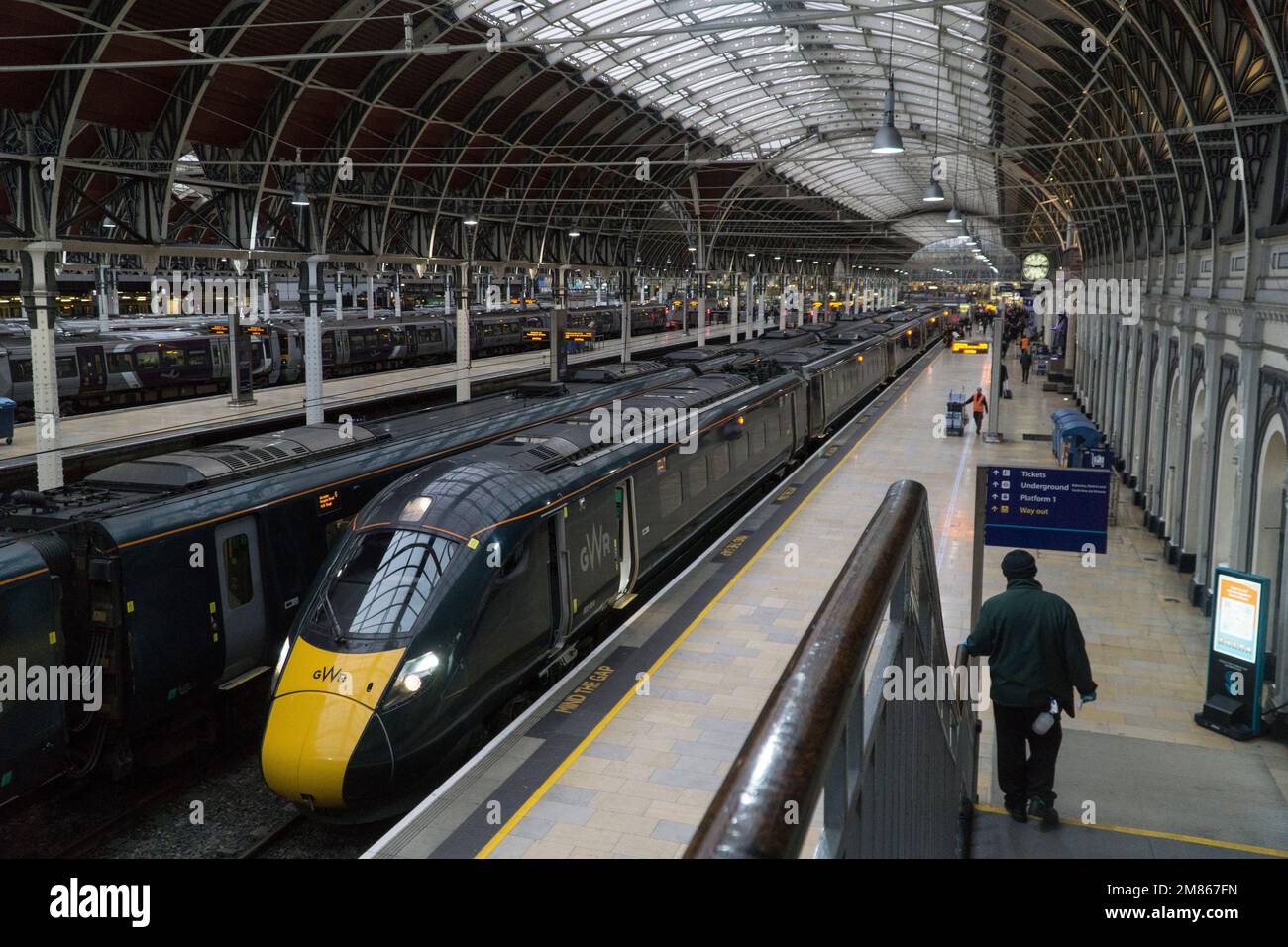 London, UK, 12 January 2023: Trains out of Paddington were cancelled ...