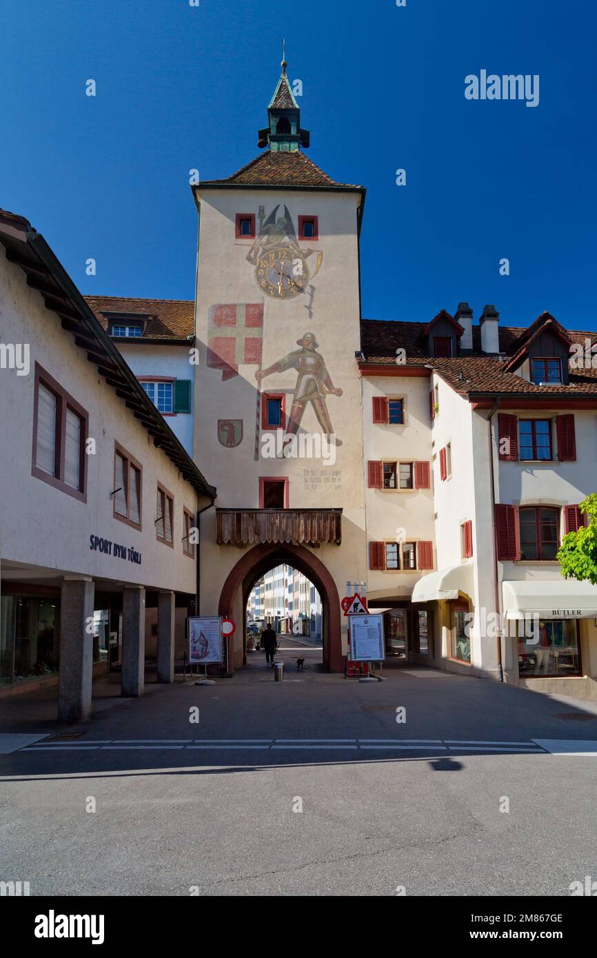 Town Gate of Liestal Village, Capital Of Canton Basel Landschaft ...
