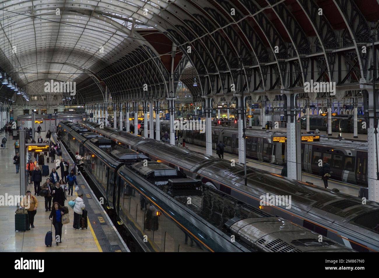 London, UK, 12 January 2023: Trains out of Paddington were cancelled ...