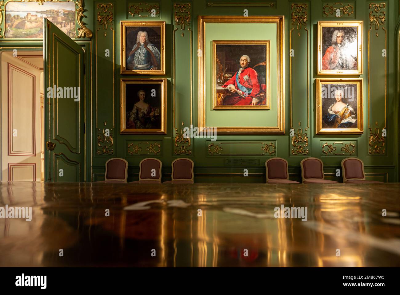 Eszterhazy castle next to old lake in Tata town Hungary. Amazing sight ...