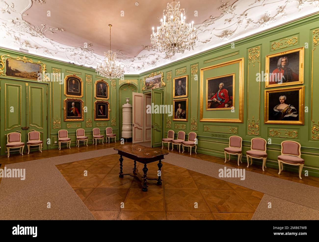 Eszterhazy castle next to old lake in Tata town Hungary. Amazing sight ...