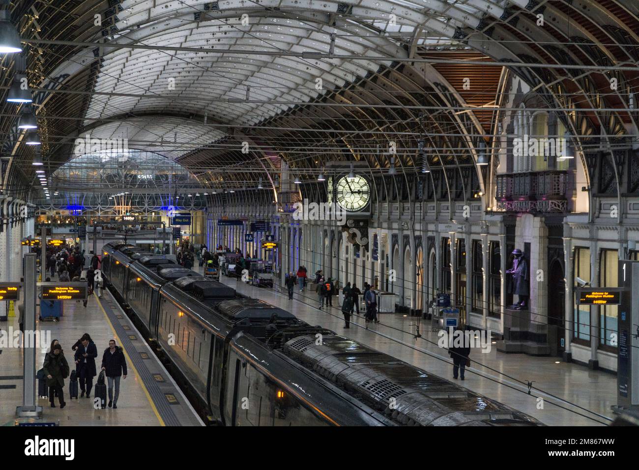 London, UK, 12 January 2023: Trains out of Paddington were cancelled ...