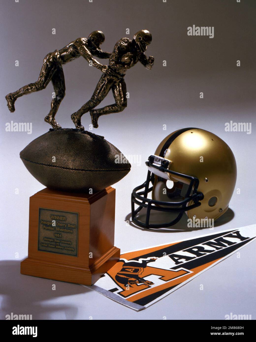 The Inaugural Cherry Bowl trophy, won by cadets at the U.S. Military ...