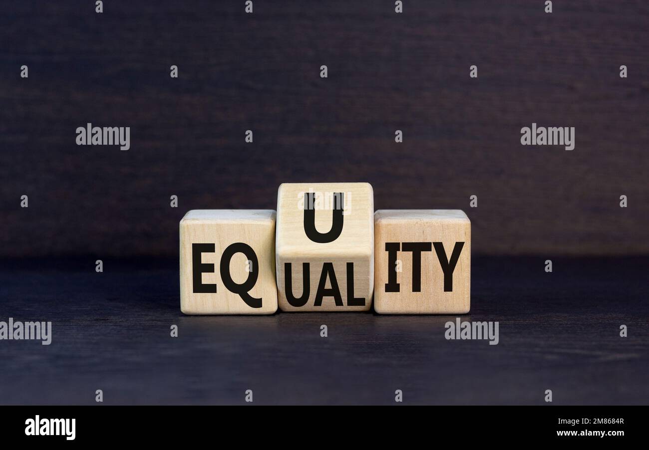 Equity or equality symbol. Concept word Equity Equality on wooden cubes ...