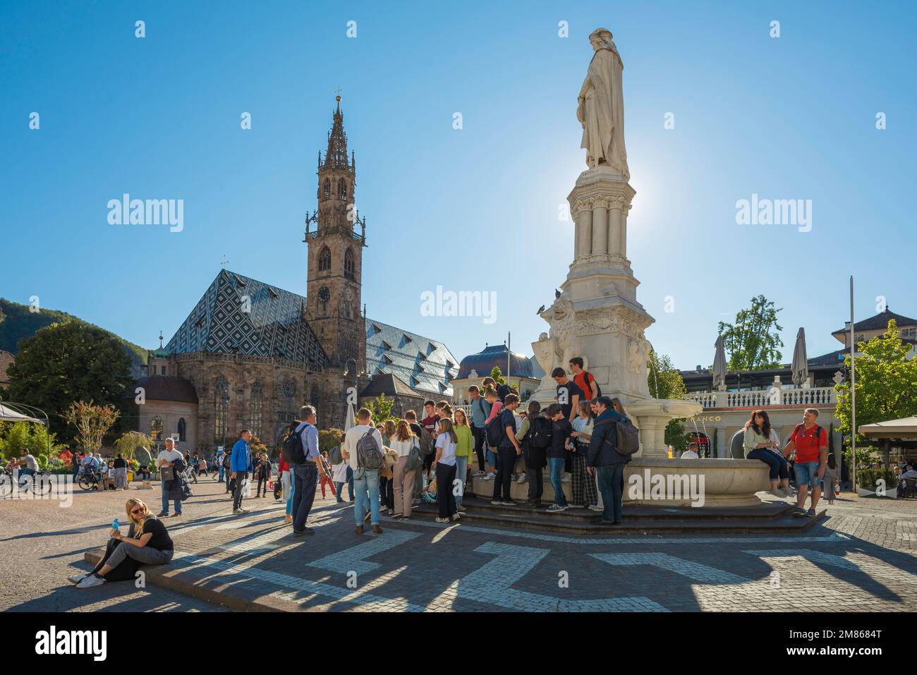 Piazza Walther Bolzano, view in summer of the Piazza Walther in the ...
