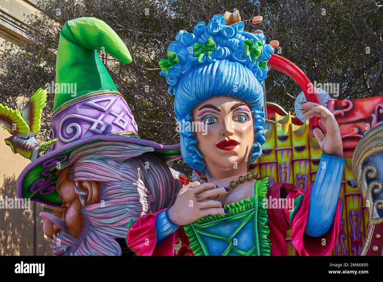 Grand Parade of colorful carnival-floats during Mardi Gras in Valletta ...