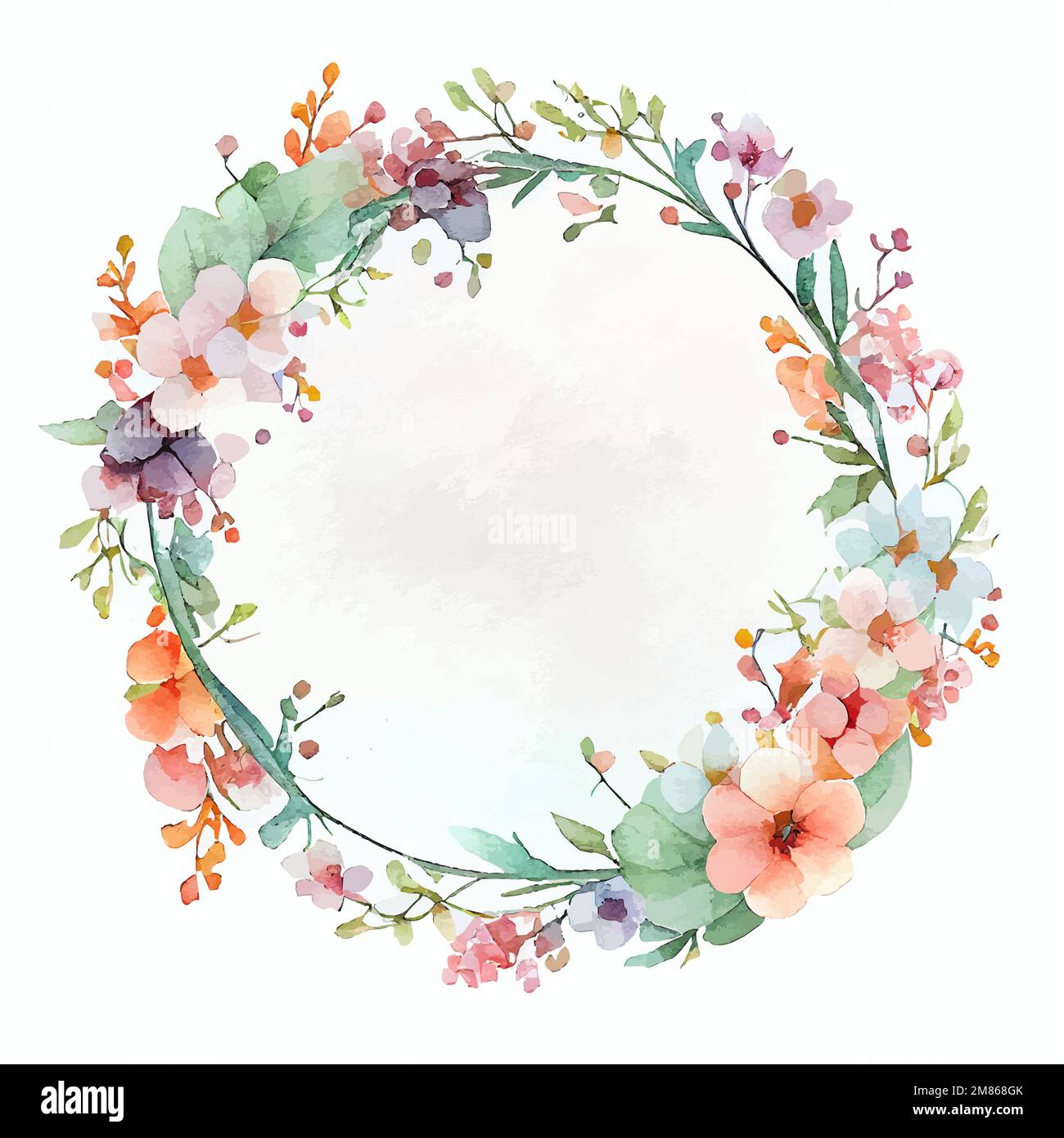 Cute watercolor frame with spring flowers Stock Vector Image & Art - Alamy