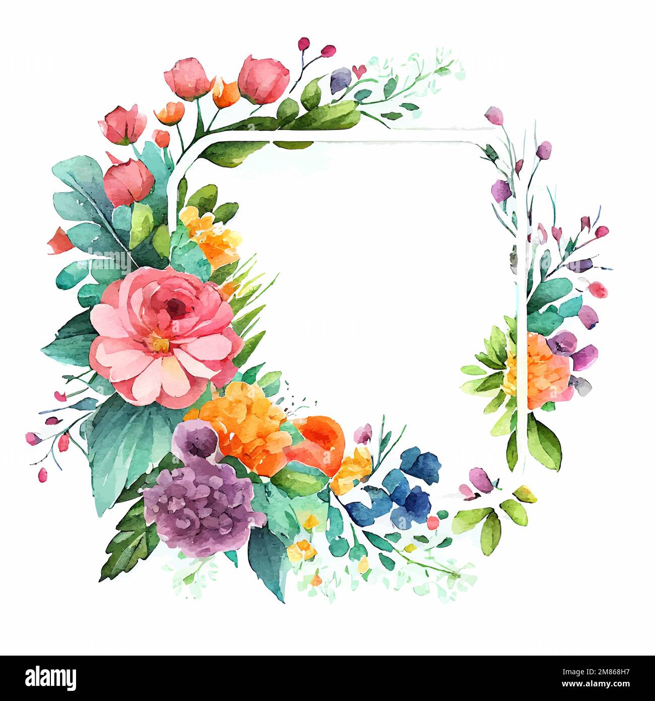 Cute watercolor frame with spring flowers Stock Vector Image & Art - Alamy
