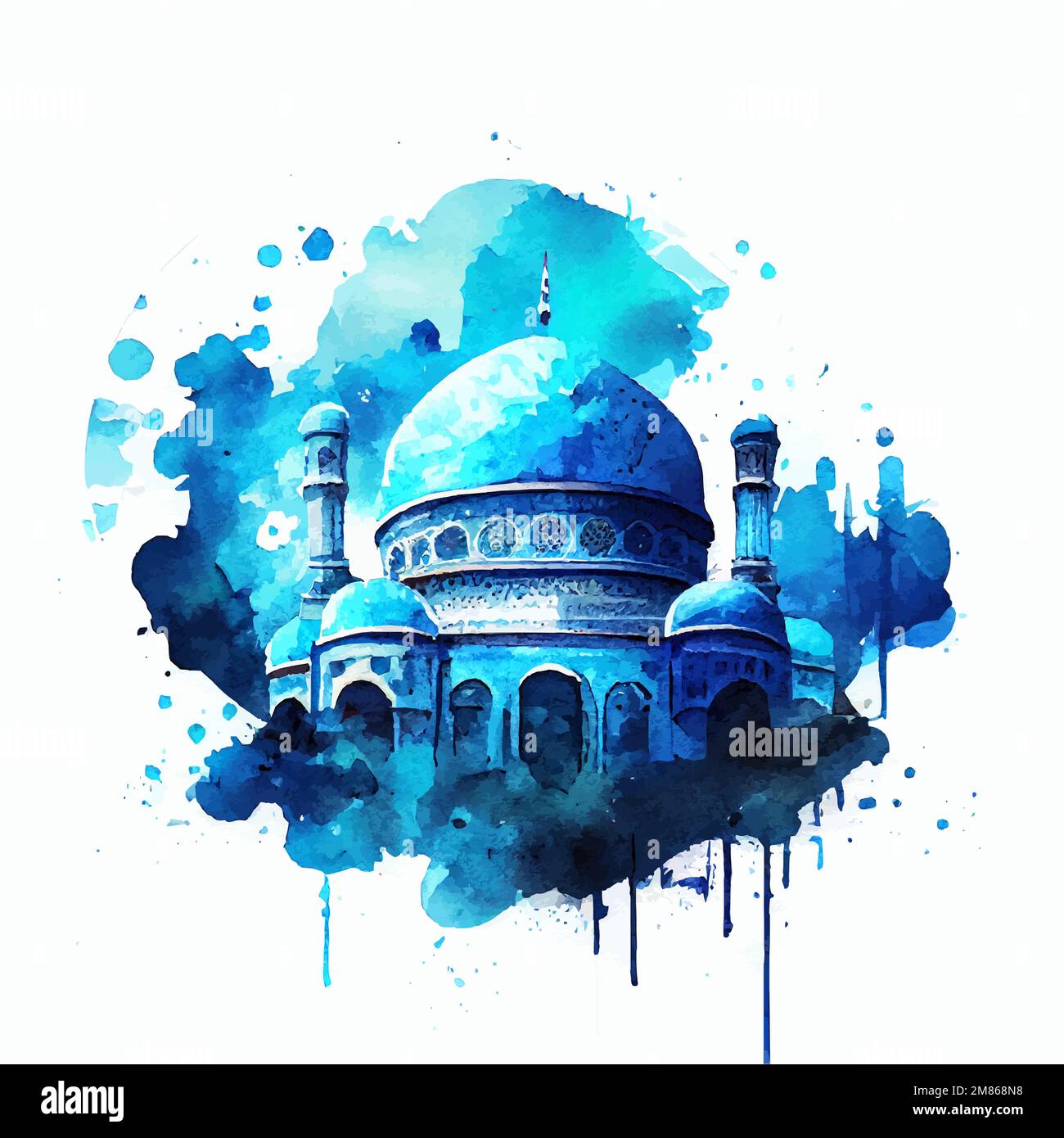Watercolor Beautiful Painted Islamic Mosque Stock Vector Image & Art ...