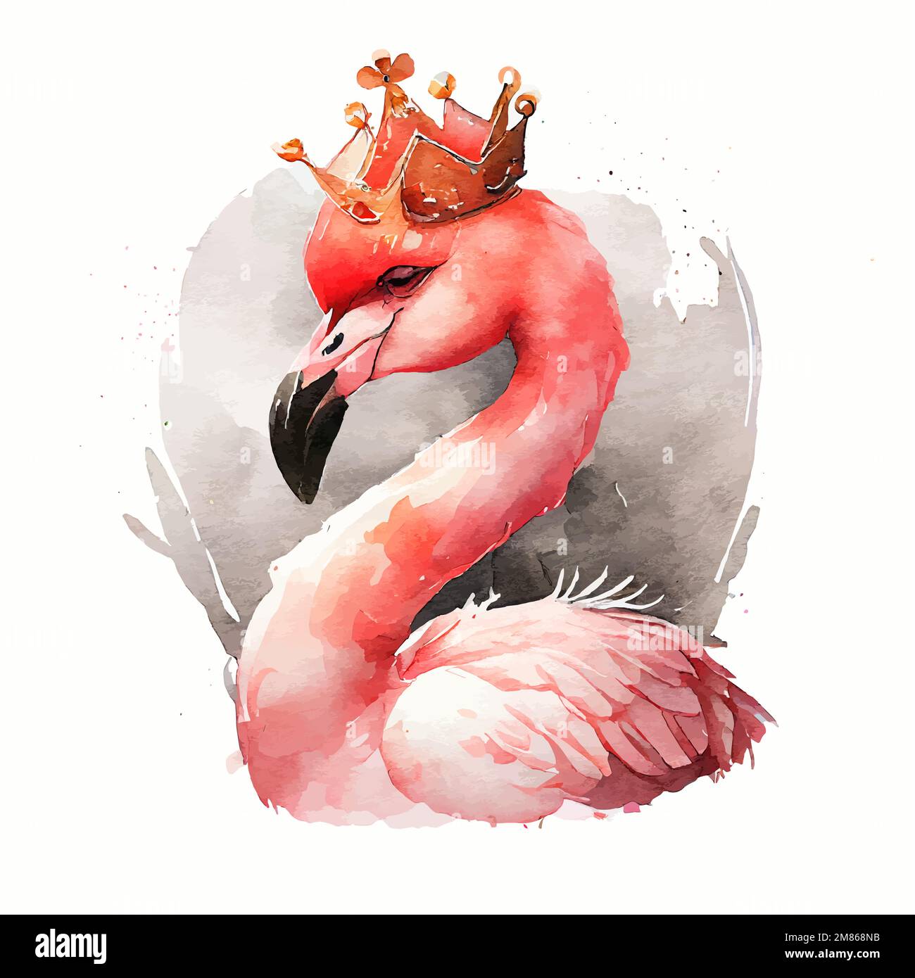 Cute Watercolor Pink Flamingo Princess Stock Vector Image & Art - Alamy