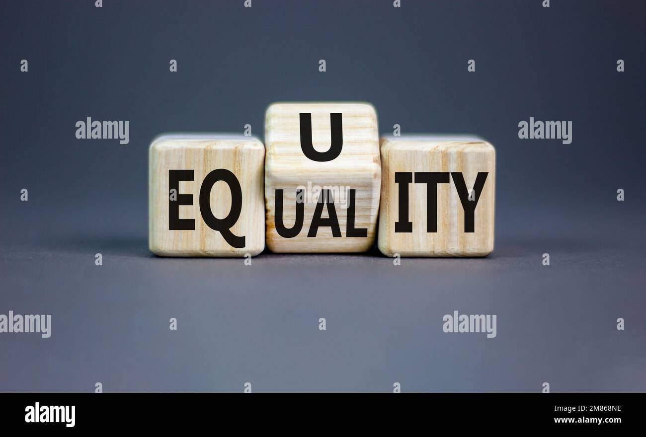 Equity or equality symbol. Concept word Equity Equality on wooden cubes ...