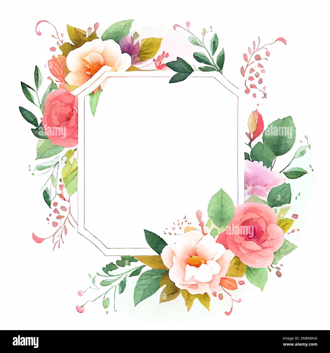 Cute watercolor frame with spring flowers Stock Vector Image & Art - Alamy