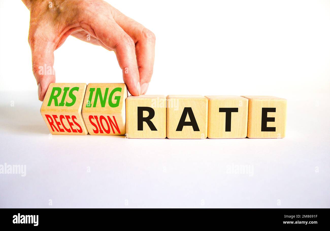 Recession or rising rate symbol. Concept word Recession rate Rising ...