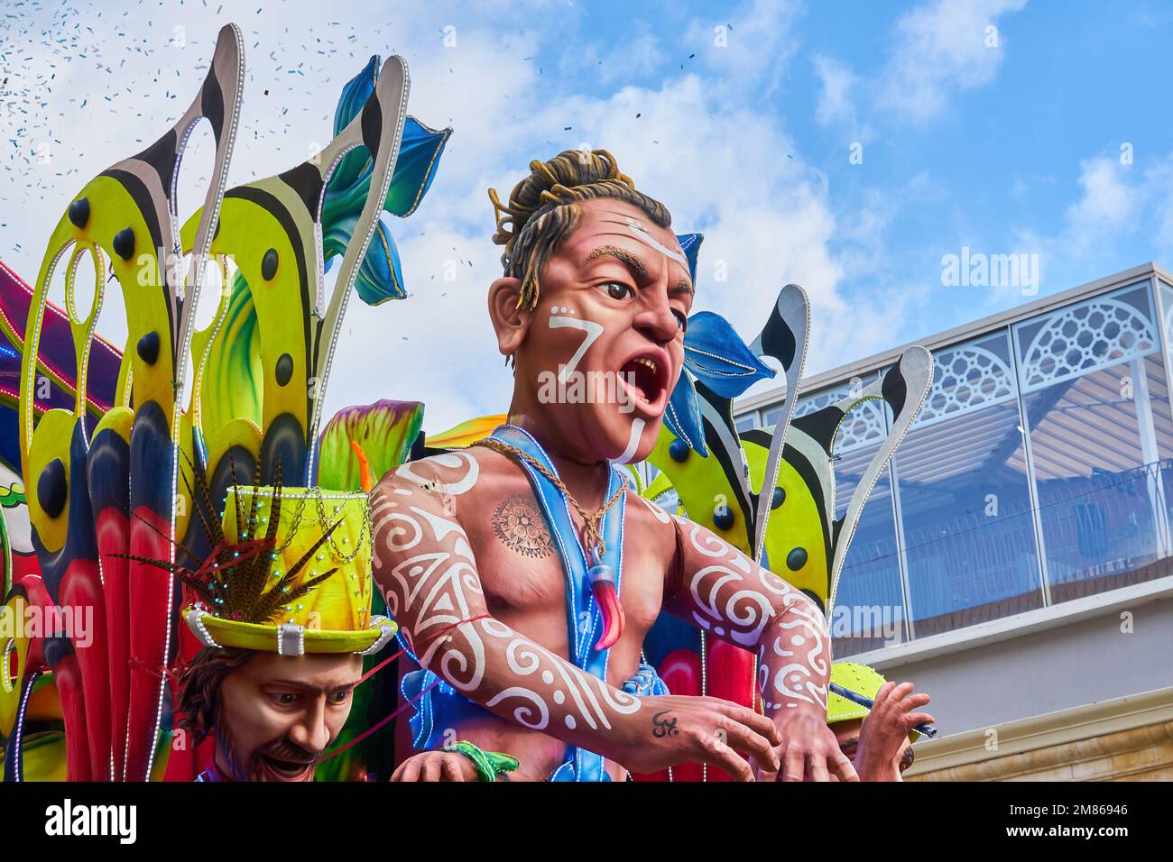 Grand Parade of colorful carnival-floats during Mardi Gras in Valletta ...