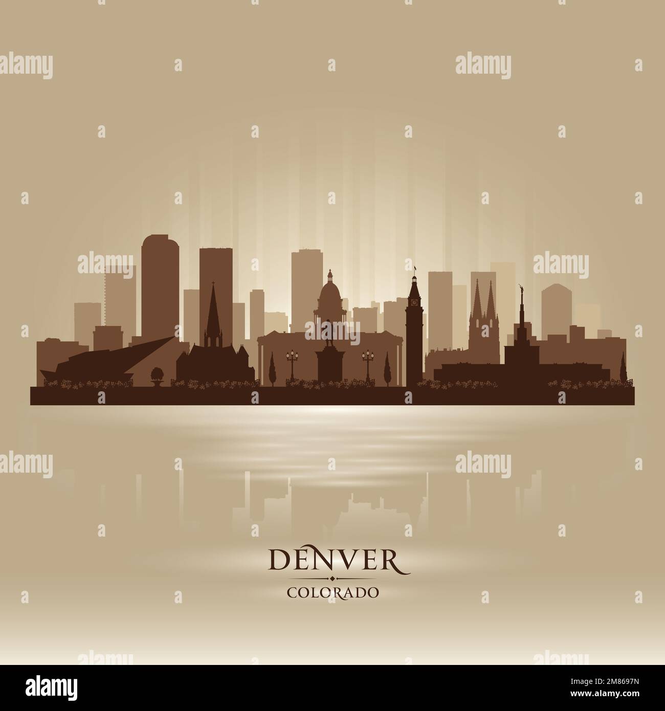 Denver Colorado city skyline vector silhouette illustration Stock ...